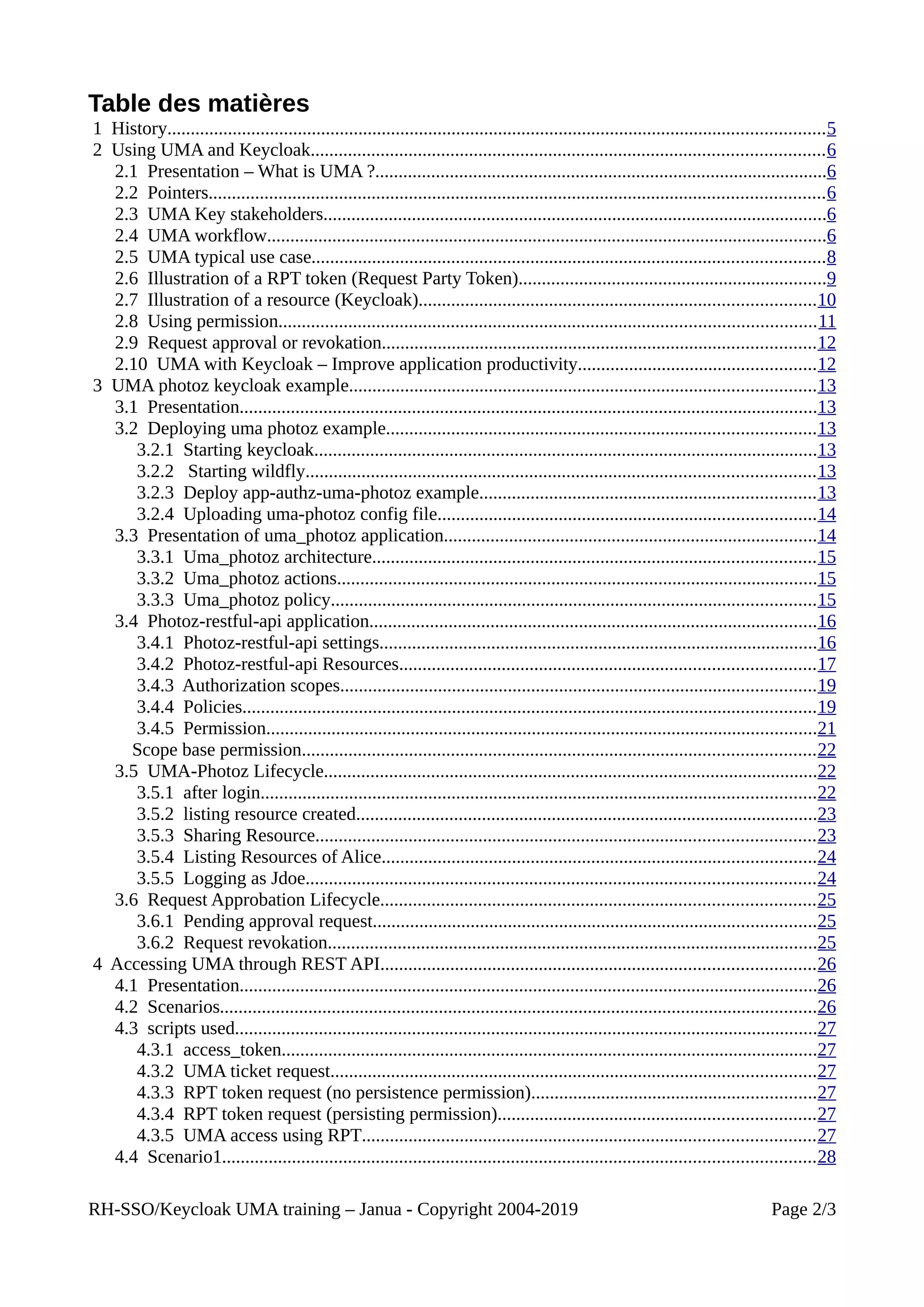 TOC training Keycloak RedhatSSO UMA | PDF
