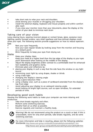 Monitor acer 1.0_eng_x193_w | PDF | Eye and Vision Conditions ...