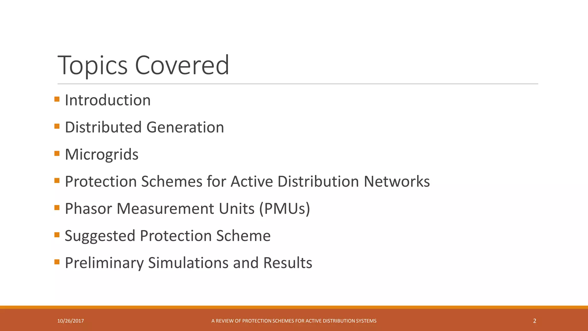 A Review of Protection Schemes for Active Distribution Systems | PPTX
