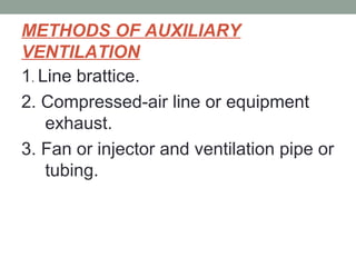 Methods of Auxiliary Ventilation in Underground Mine | PPT