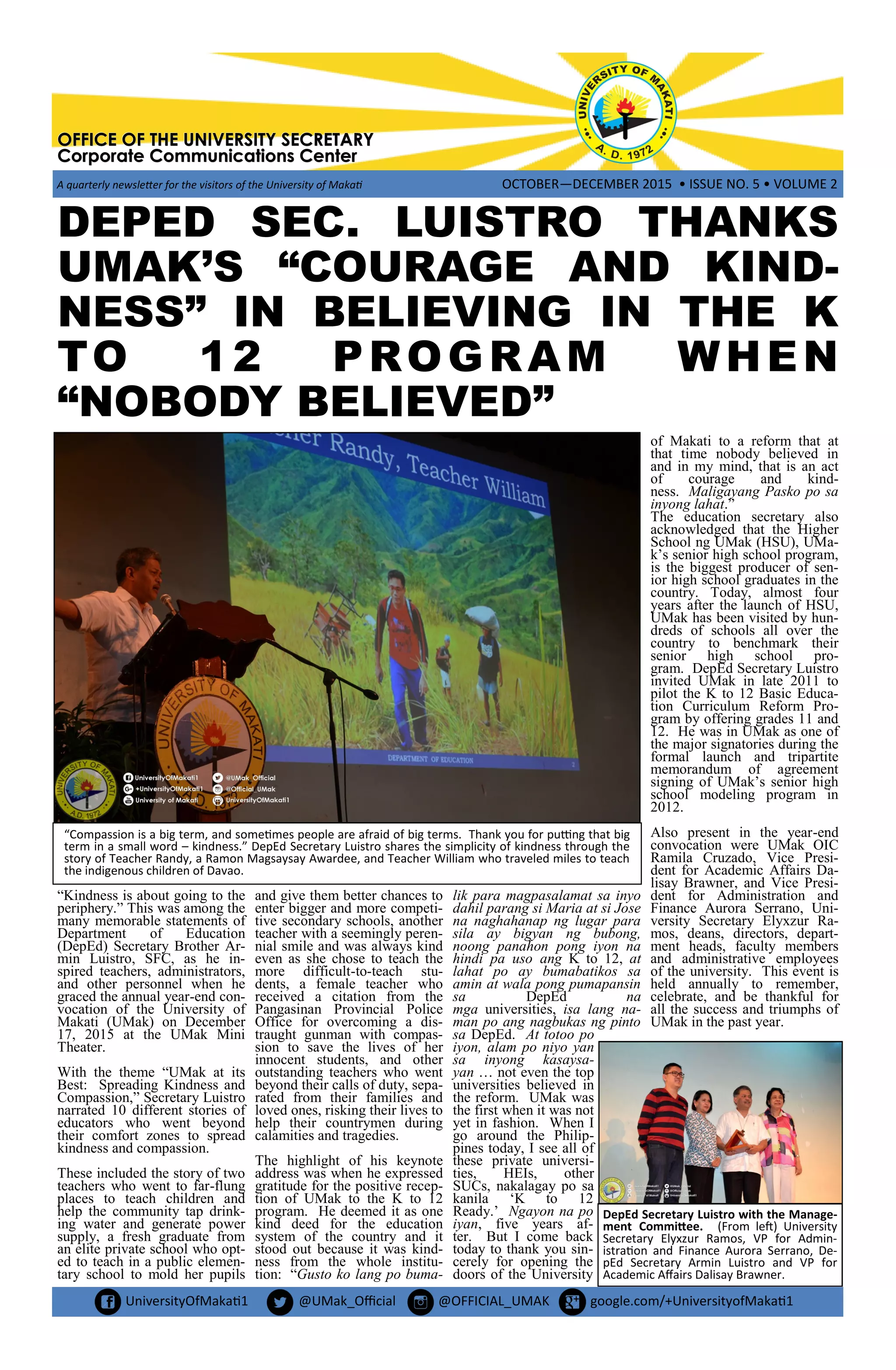 University of Makati News Bulletin (Issue No. 5 Volume 2) | PDF