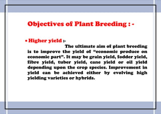 PLANT BREEDING THEIR OBJECTIVE AND THEIR ACHIEVEMENTS | PDF