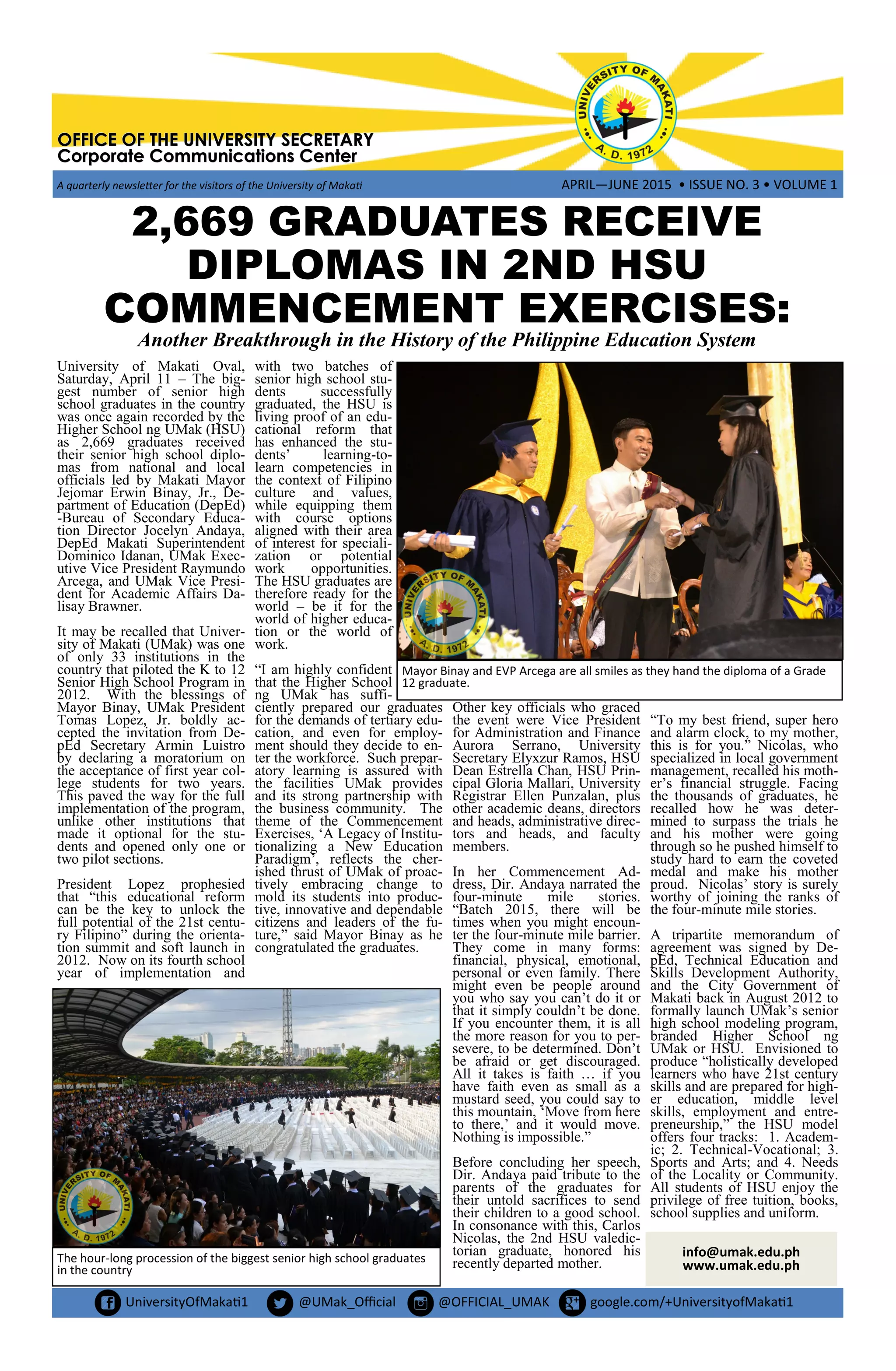 University of Makati Newsletter (Issue No.3 Volume 1) | PDF