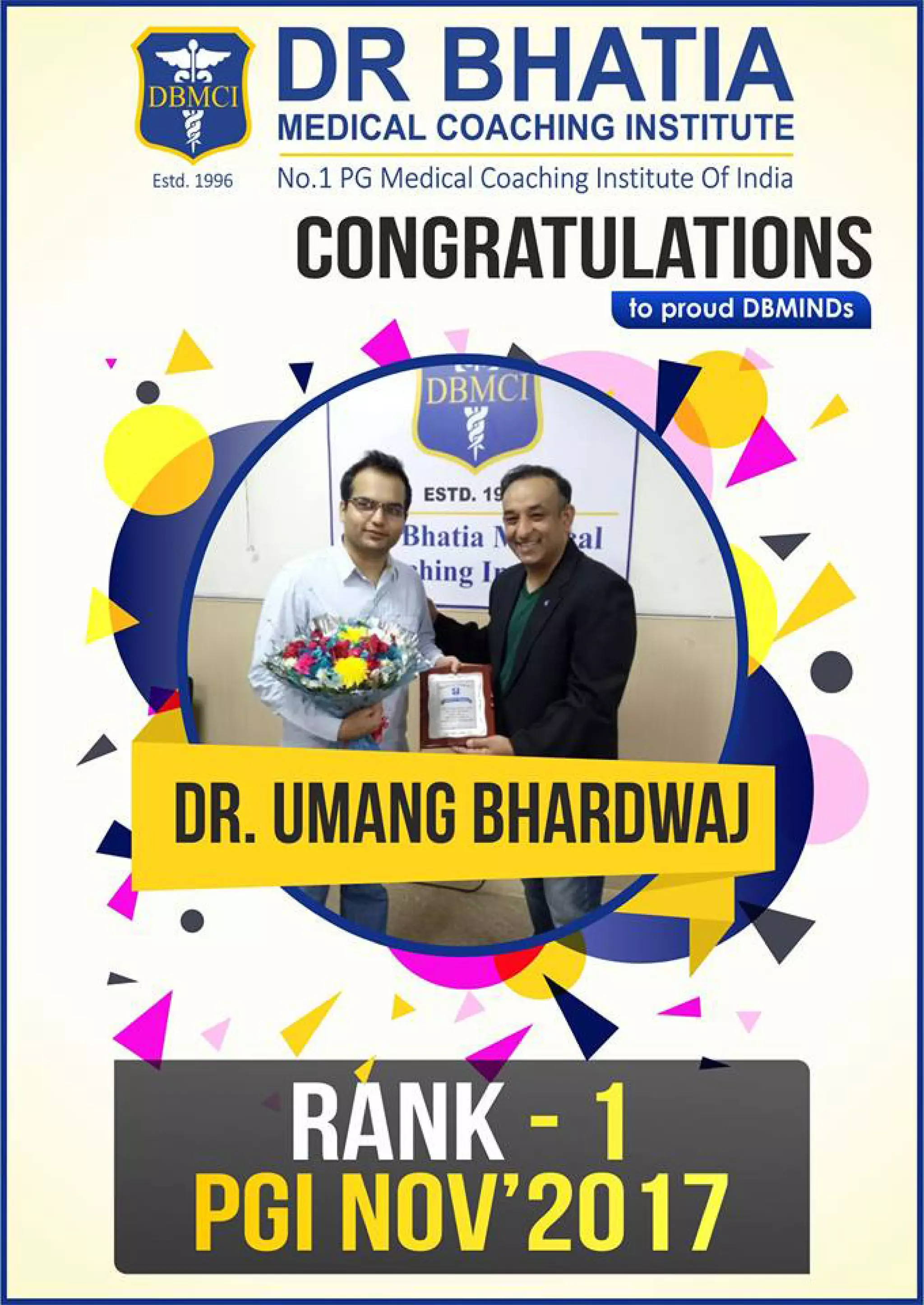Dr Umang Bhardwaj , RANK – 1 IN PGI NOV 2017 DBMCI | PDF