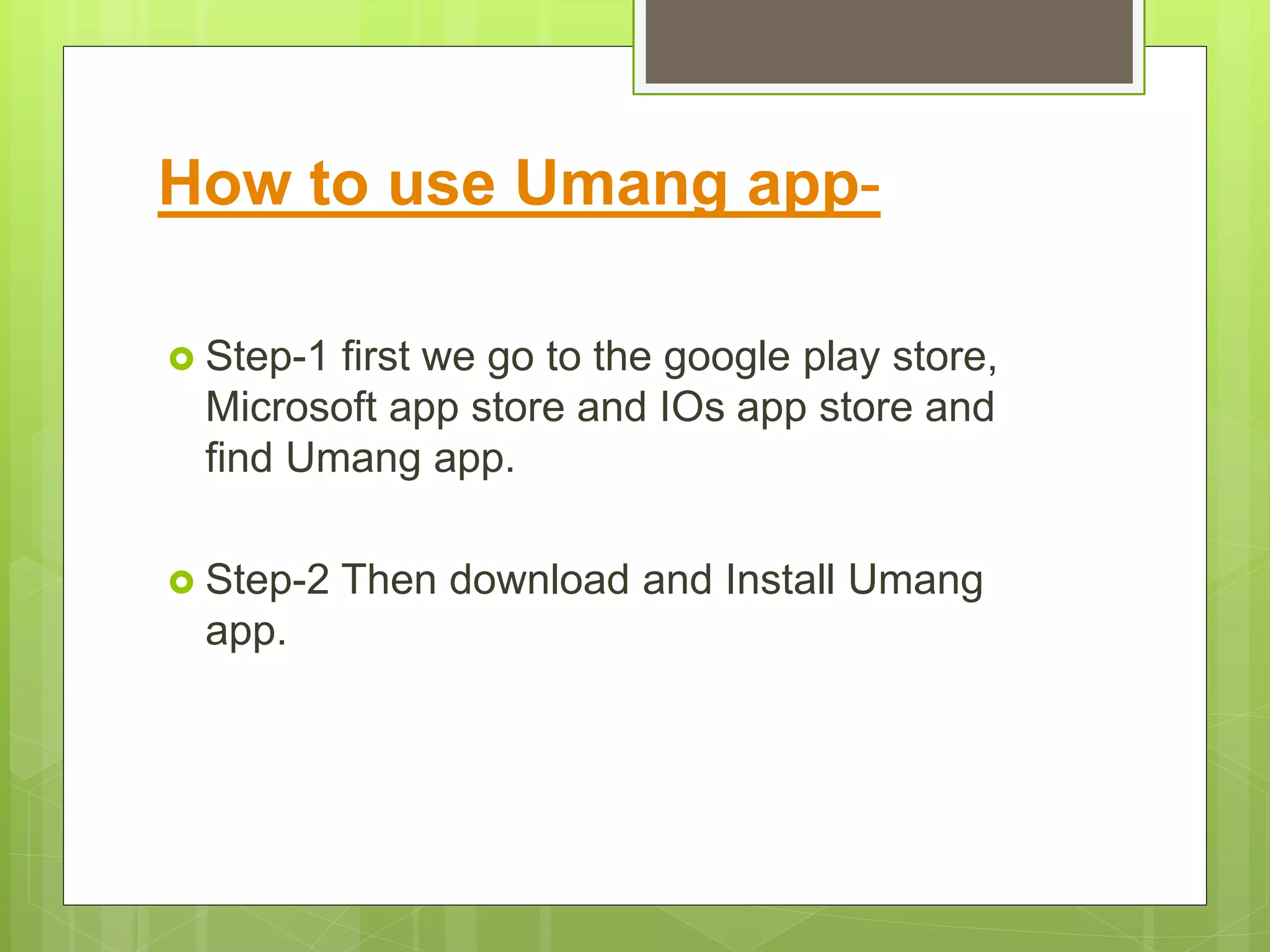 how to use Umang app | PPTX