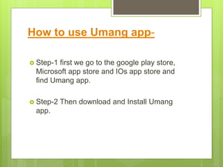 how to use Umang app | PPTX