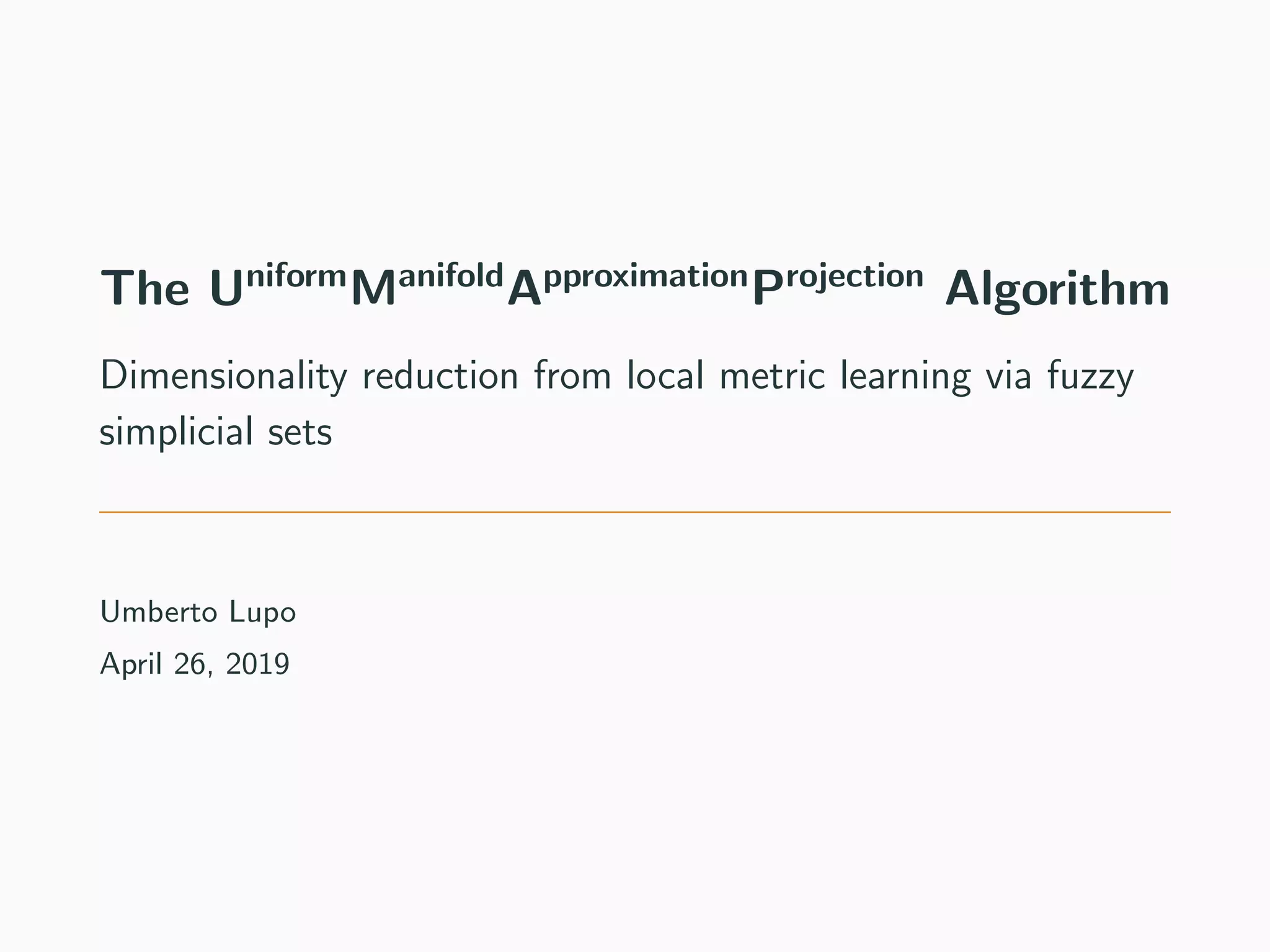 UMAP - Mathematics and implementational details | PDF