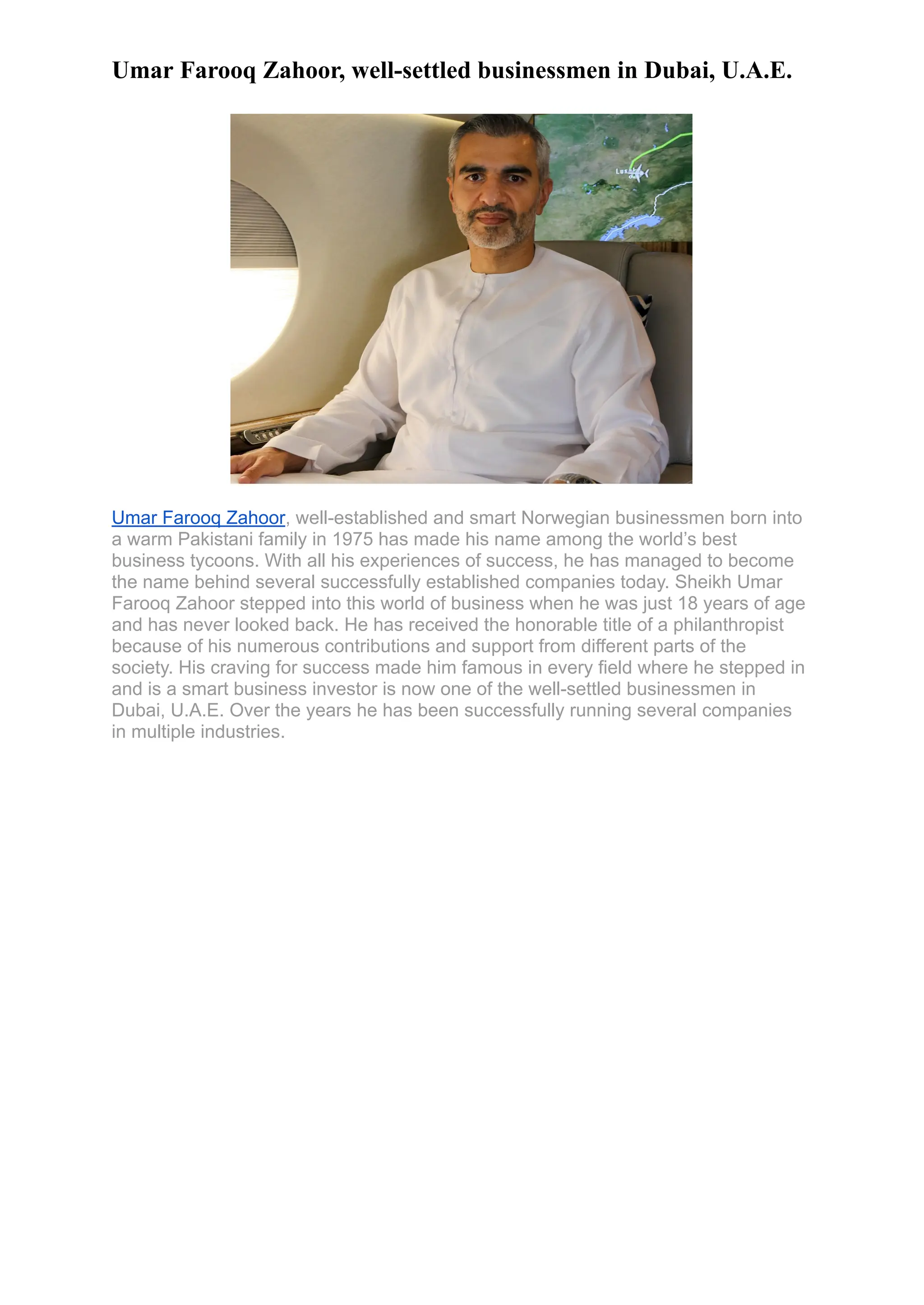 sheikh Umar Farooq Zahoor businessmen Dubai, U.A.E | PDF