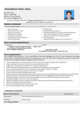Umar iqbal qc.cv | Construction Industry | Industries