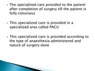 AGA UMAR TARIQ post operative care | PPTX