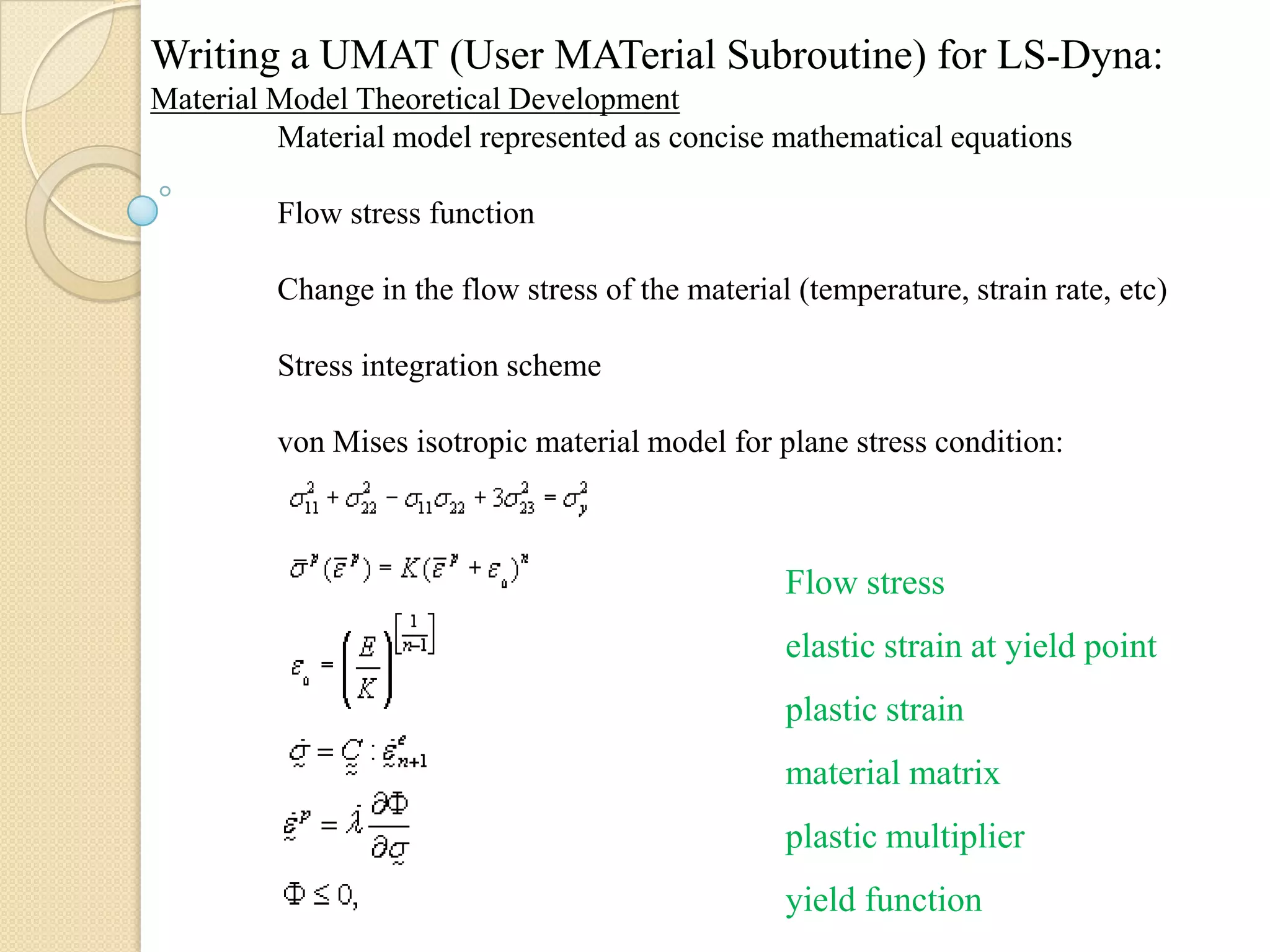 User material Development in LS Dyna | PPTX