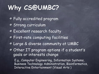UMBC undergraduate computer science program | PPT