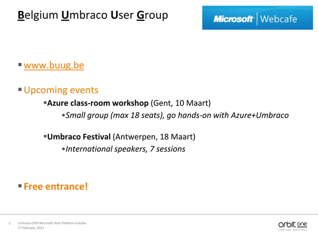 Umbraco cms - Microsoft web platform installer | PPT