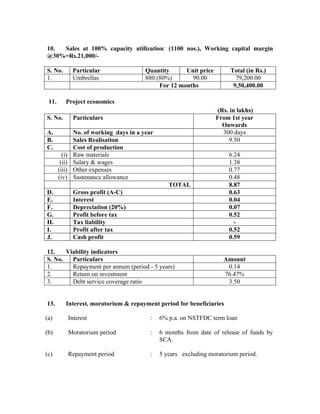 Umbrella manufacturing cost | PDF