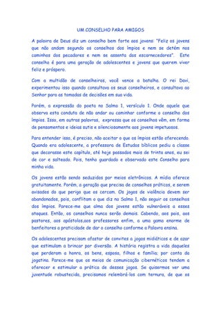 UM CONSELHO PARA AMIGOS | DOCX