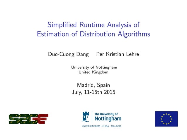 Simplified Runtime Analysis of Estimation of Distribution Algorithms | PPT