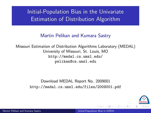 Initial Population Bias In The Univariate Estimation Of Distribution Algorithm Ppt