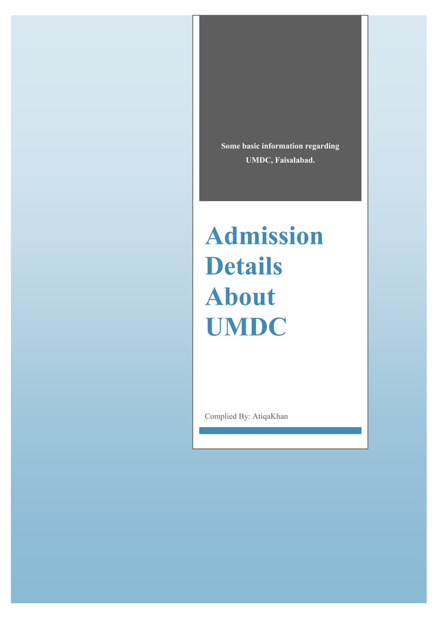 Admission Details about UMDC (2016) | PDF
