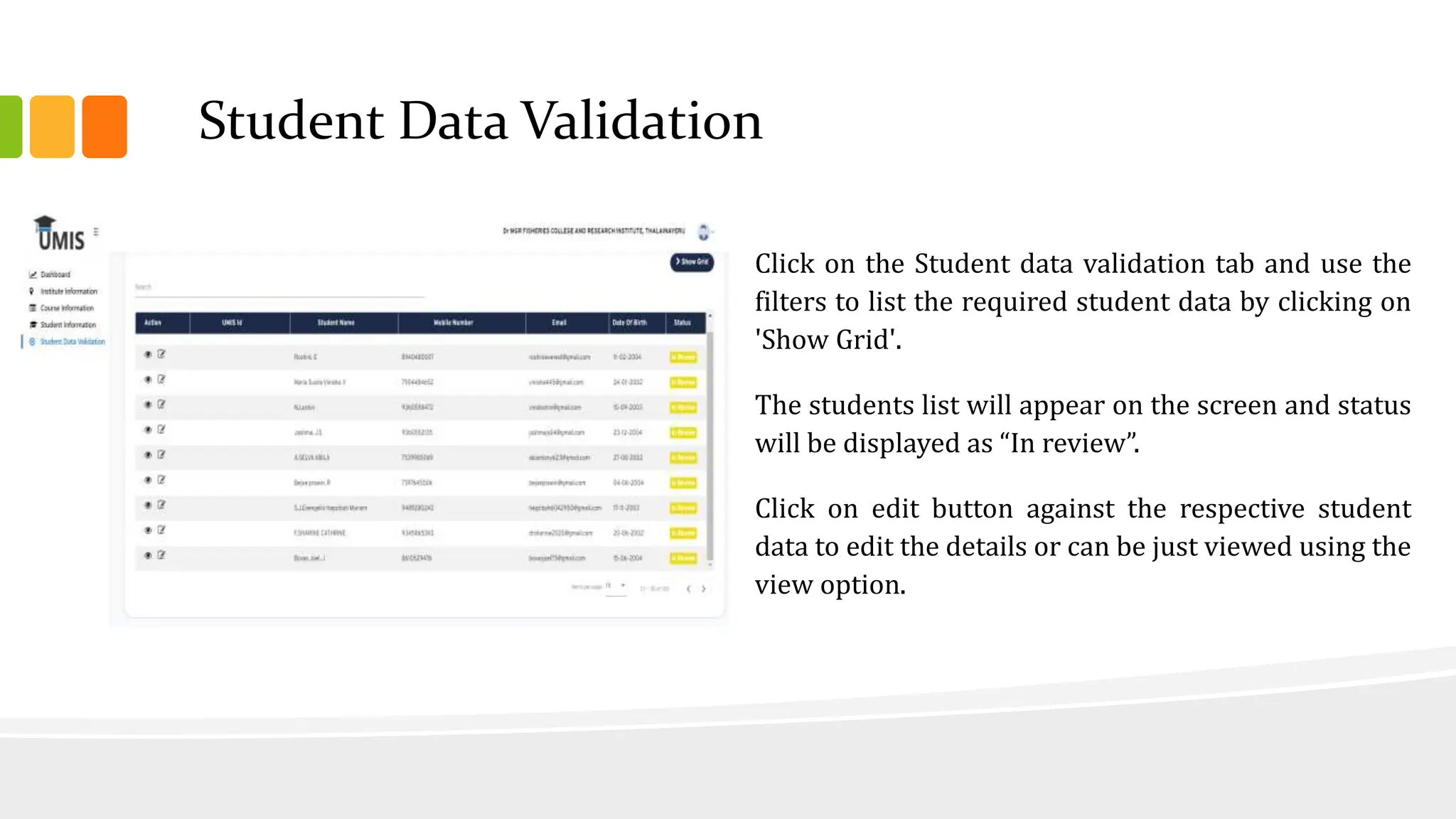 UMIS Manual_V3_23.06.2023-1 PPT FOR COLLEGE STUDENTS | PPTX
