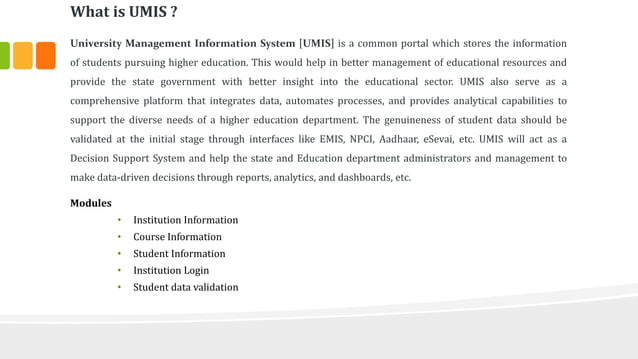 UMIS Manual_V3_23.06.2023-1 PPT FOR COLLEGE STUDENTS | PPTX