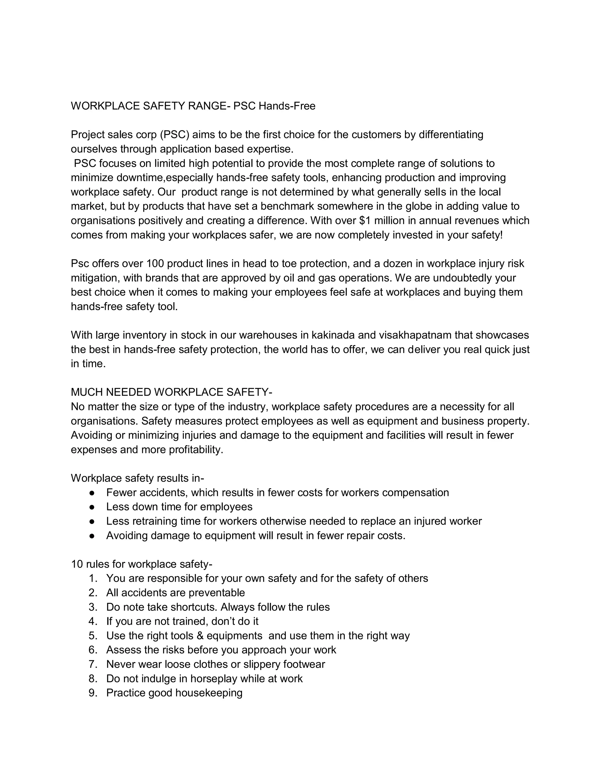 WORKPLACE SAFETY RANGE- PSC Hands-Free | PDF | First Aid | Injuries