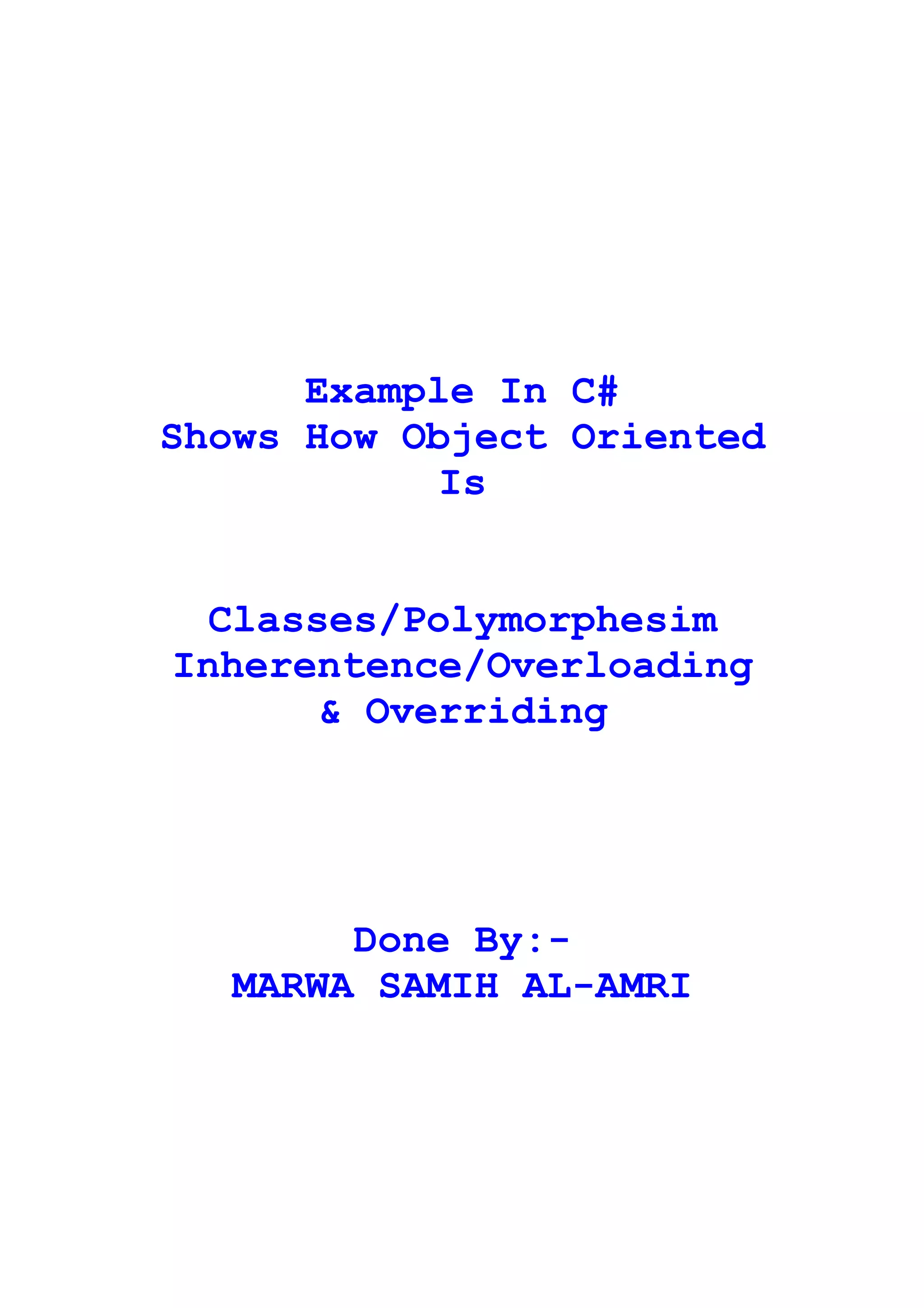 C# example (Polymorphesim) | DOC