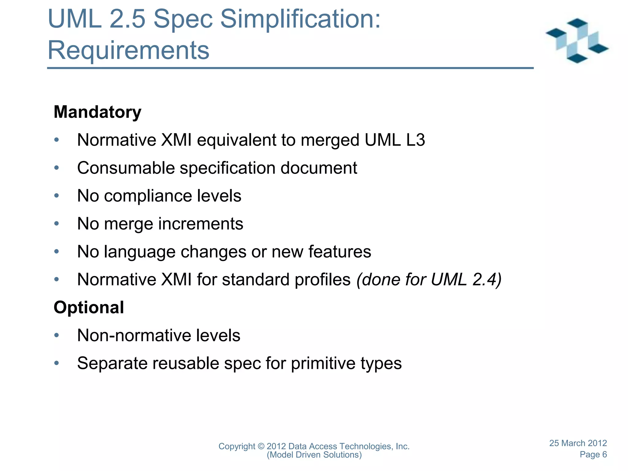 UML 2.5: Specification Simplification | PPT