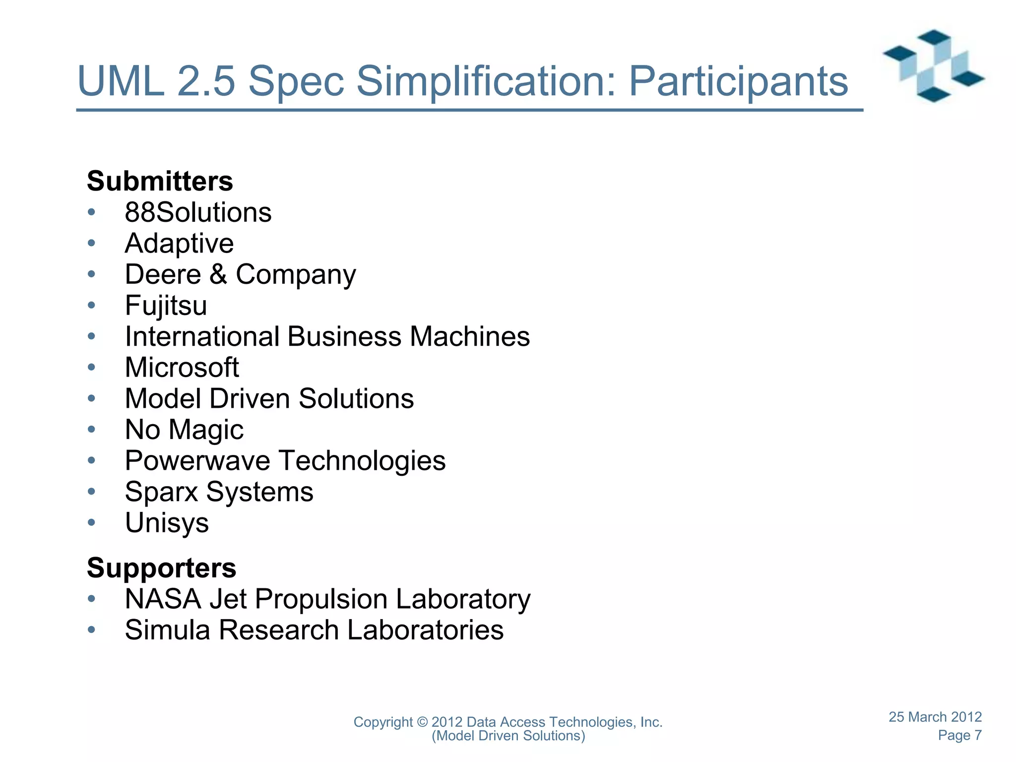 UML 2.5: Specification Simplification | PPT