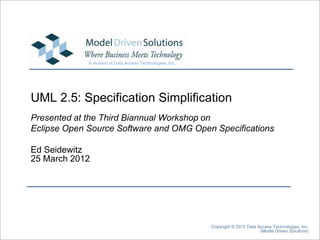 UML 2.5: Specification Simplification | PPT