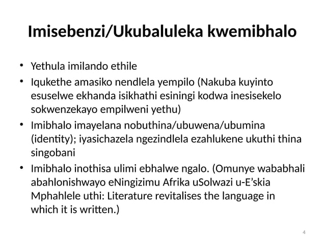Umlando wemibhalo yesiZulu | PPTX