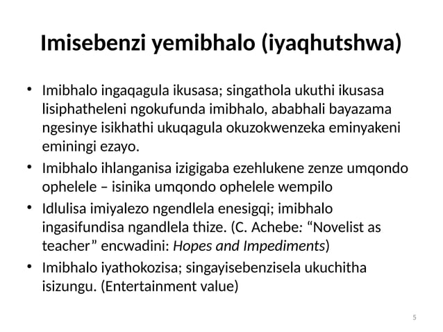 Umlando wemibhalo yesiZulu | PPTX
