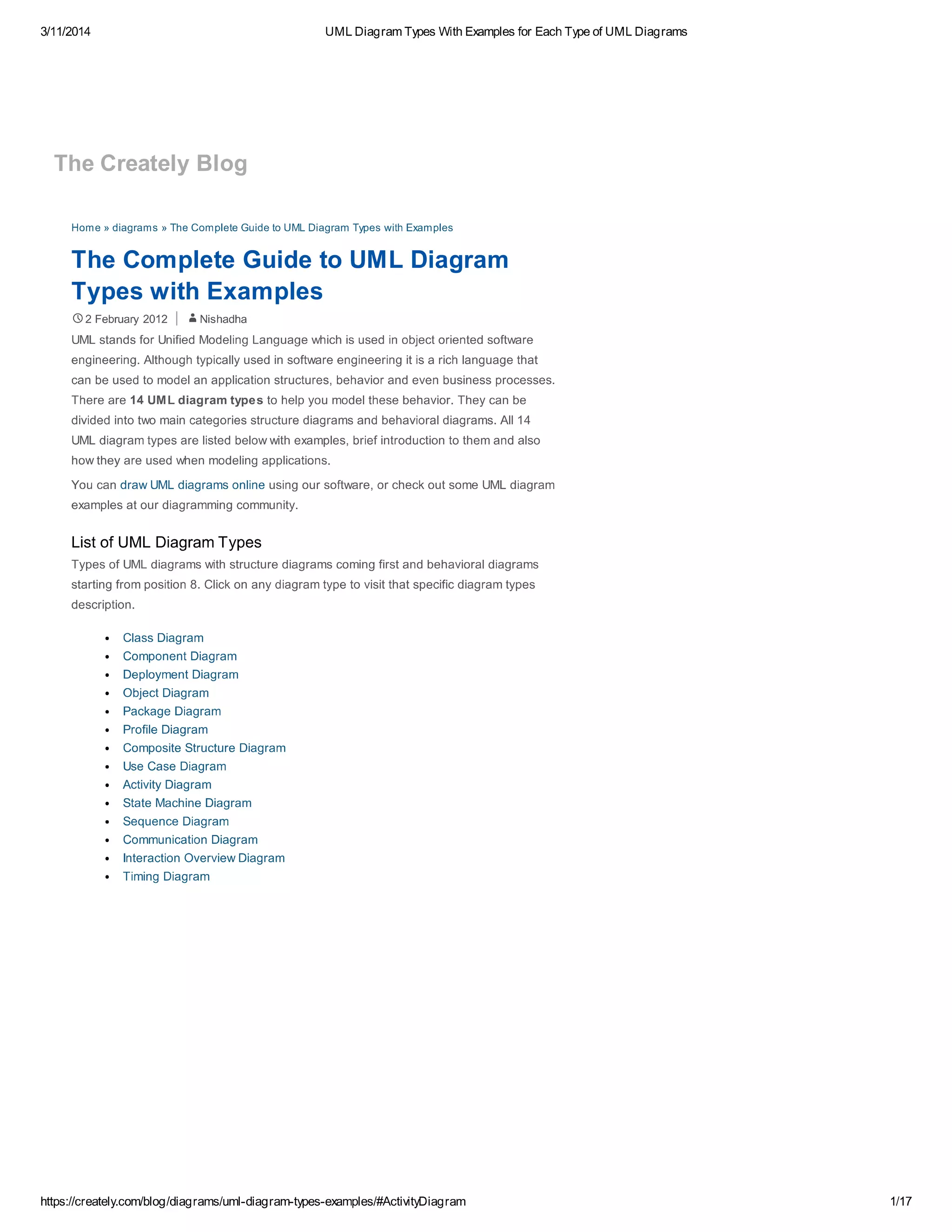Uml diagram types with e.. | PDF | Graphics Software | Computer Software and Applications