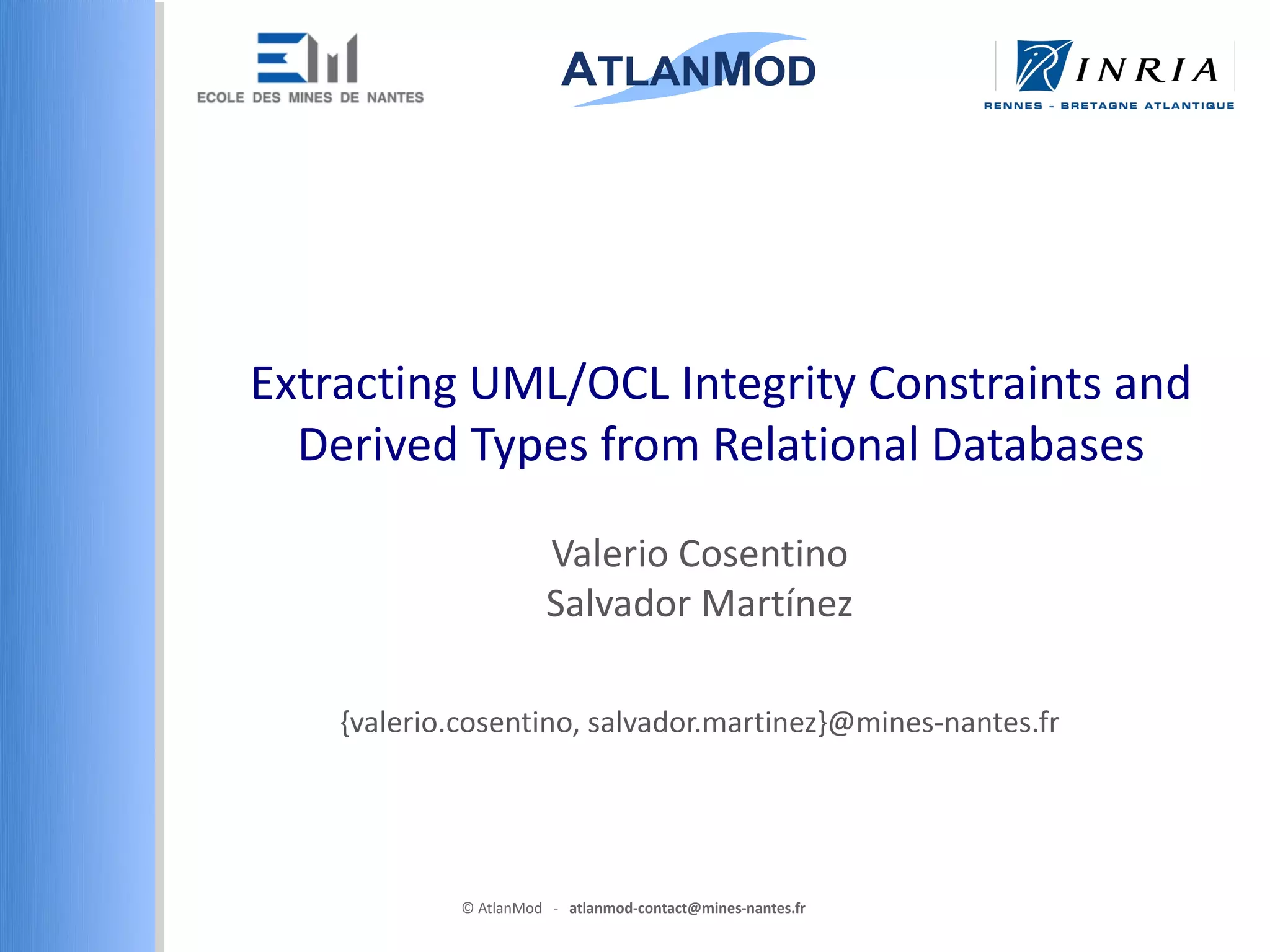 Extracting UML/OCL Integrity Constraints and Derived Types from ...