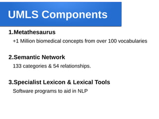 Unified Medical Language System & MetaMap | PPT