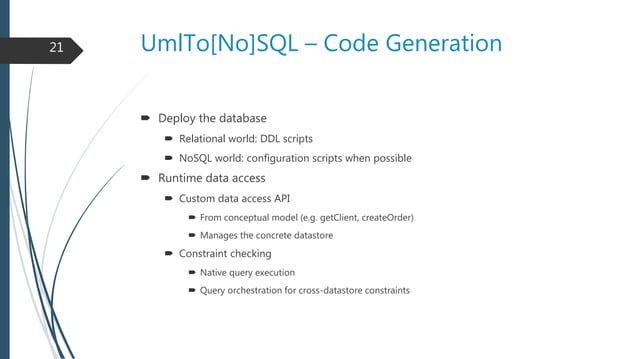 UMLtoNoSQL : From UML domain models to NoSQL Databases | PPT