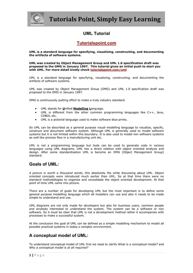 Uml Tutorial | PDF