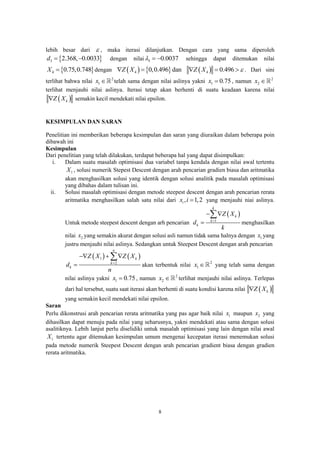 metode numerik stepest descent dengan rerata aritmatika | PDF