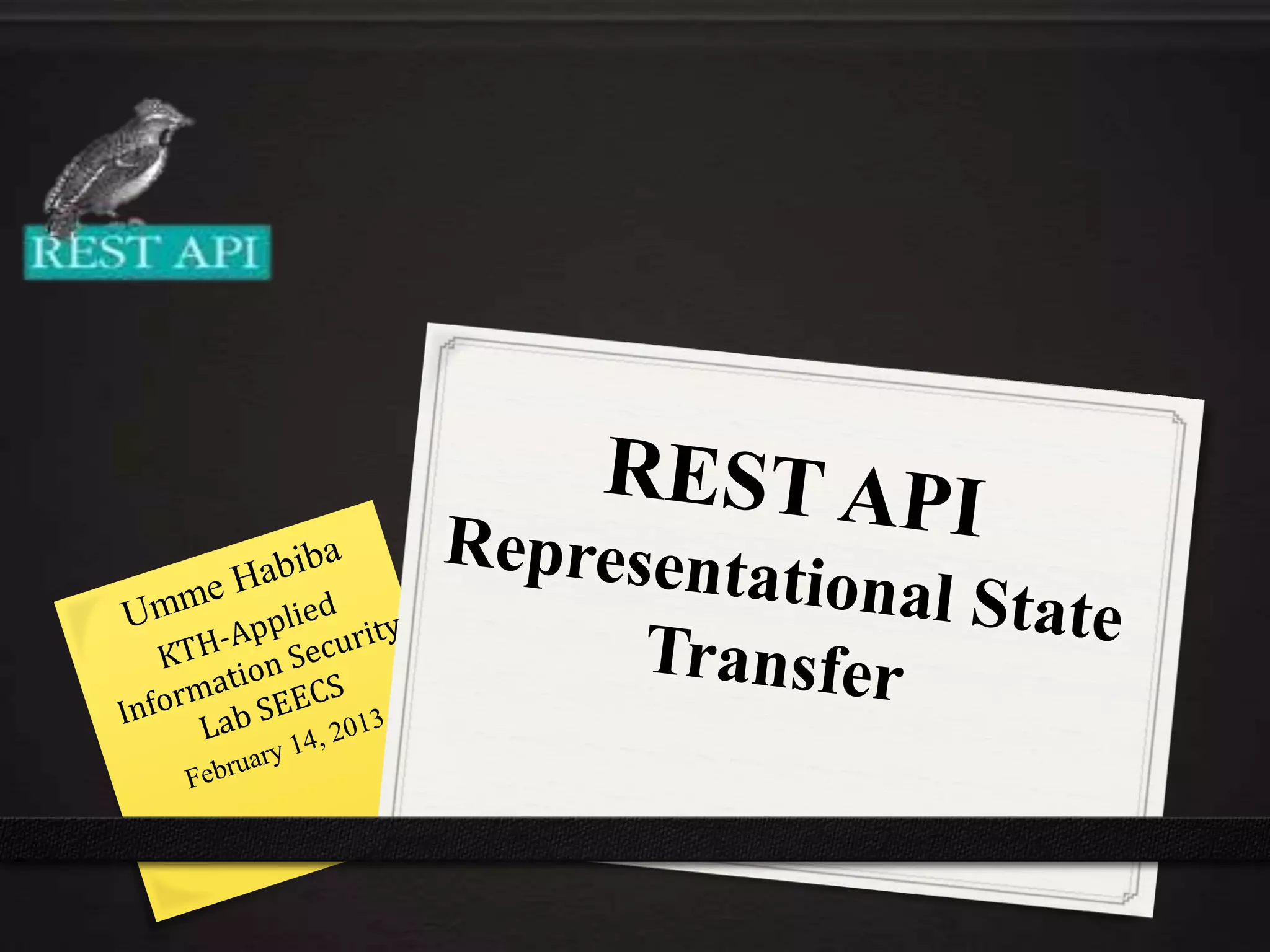 REST API Representational State Transfer | PPT