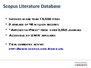 UMN Scopus & SciVal Meeting 12-1-11 | PPT