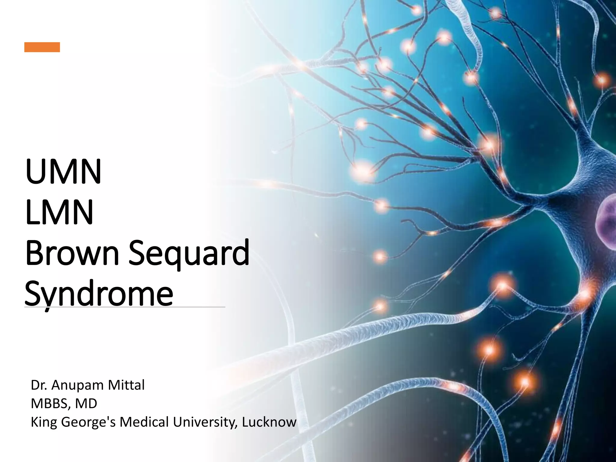Upper Motor Neuron, Lower Motor Neuron and Brown Sequard Syndrome | PPTX