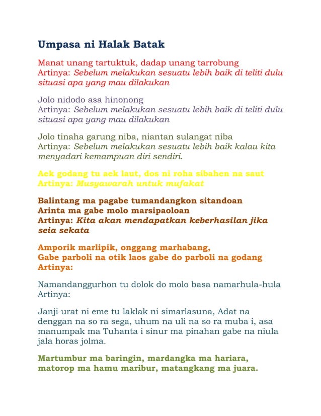 Umpasa halak batak | DOCX