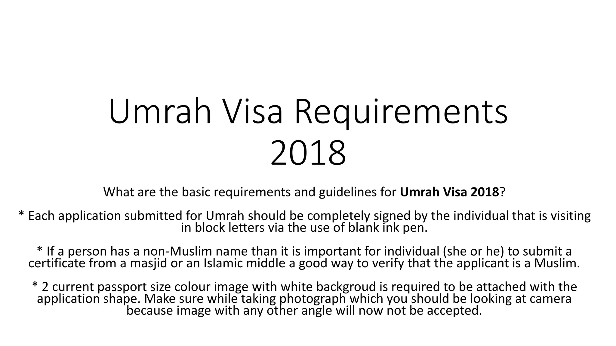 Umrah visa requirements 2018 | PPT