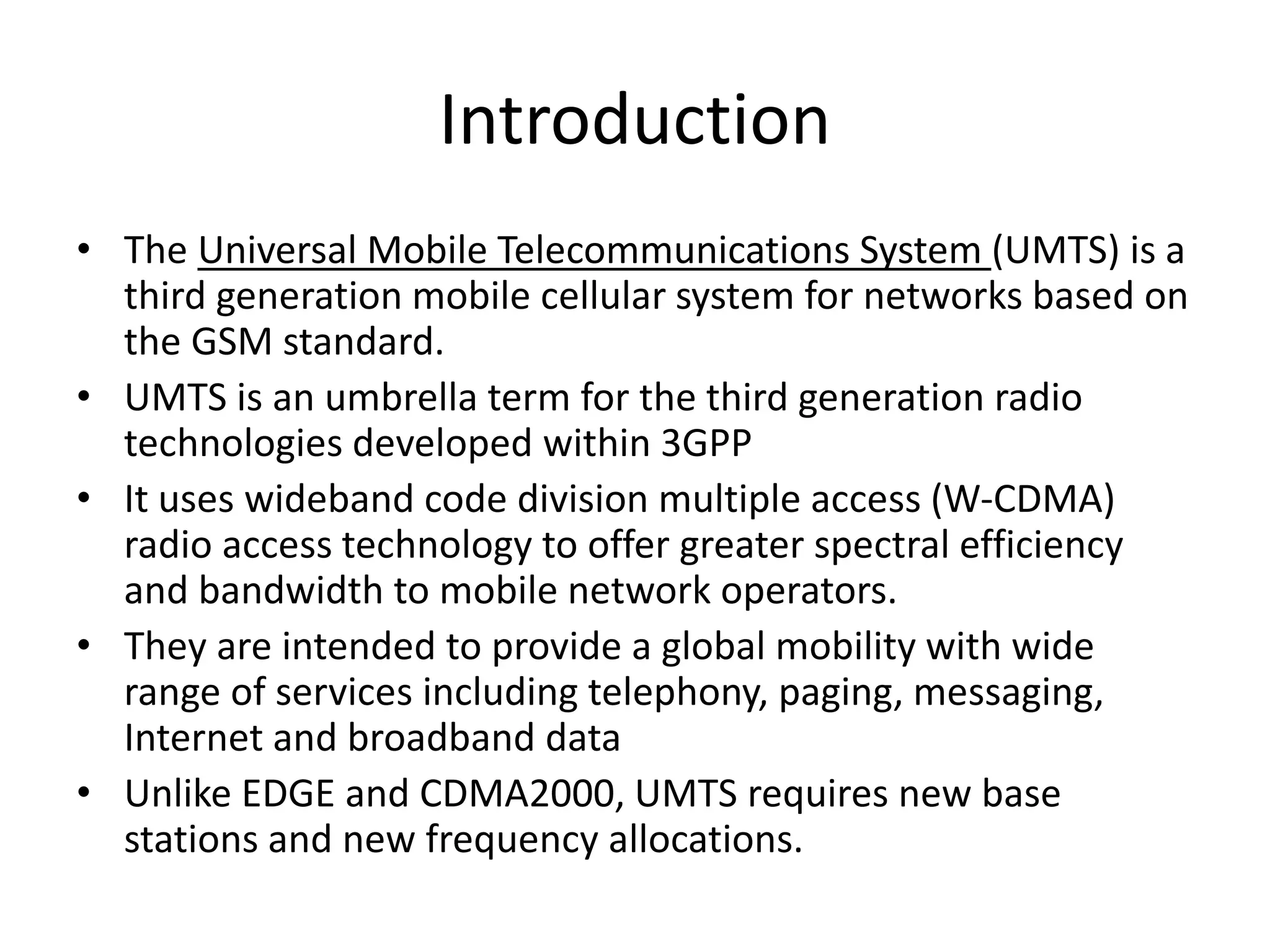 Universal Mobile Telecommunication System (UMTS)- Evolution from 2G to ...