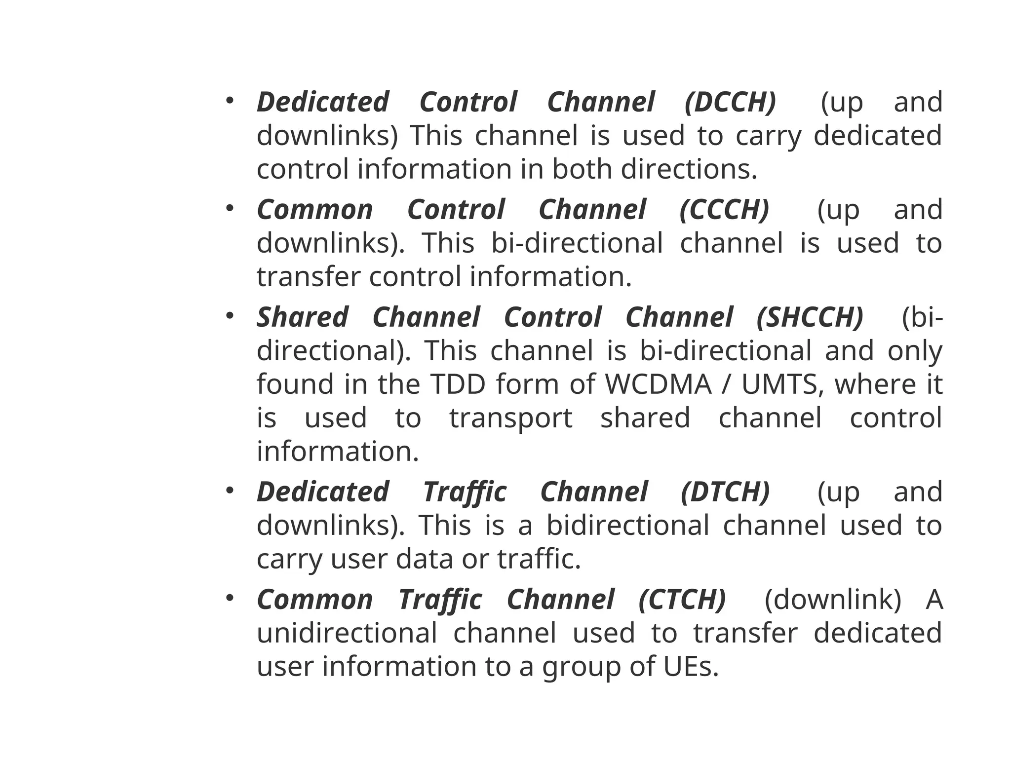 umts logical channels, it's type and description | PPT