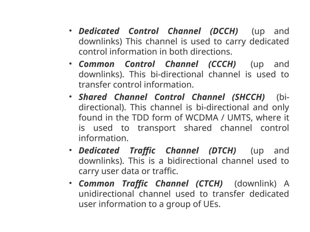 umts logical channels, it's type and description | PPT