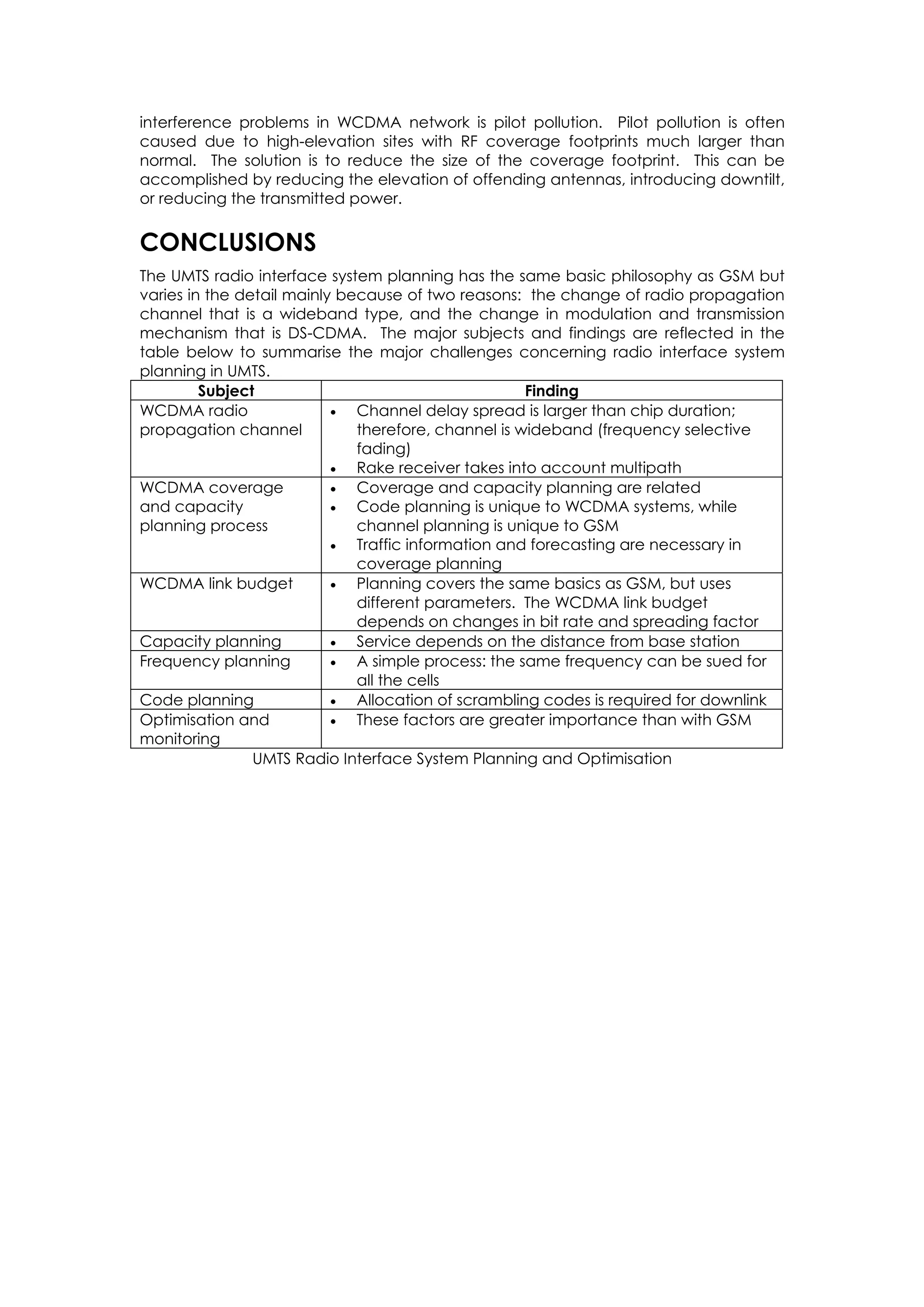Umts Radio Interface System Planning And Optimization | PDF