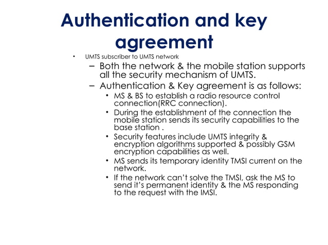 UMTS security procedure: authentication and key procedure | PPT