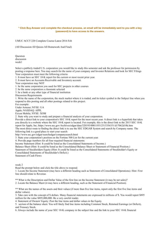 Umuc acct 220 complete course latest 2016 feb | ODT