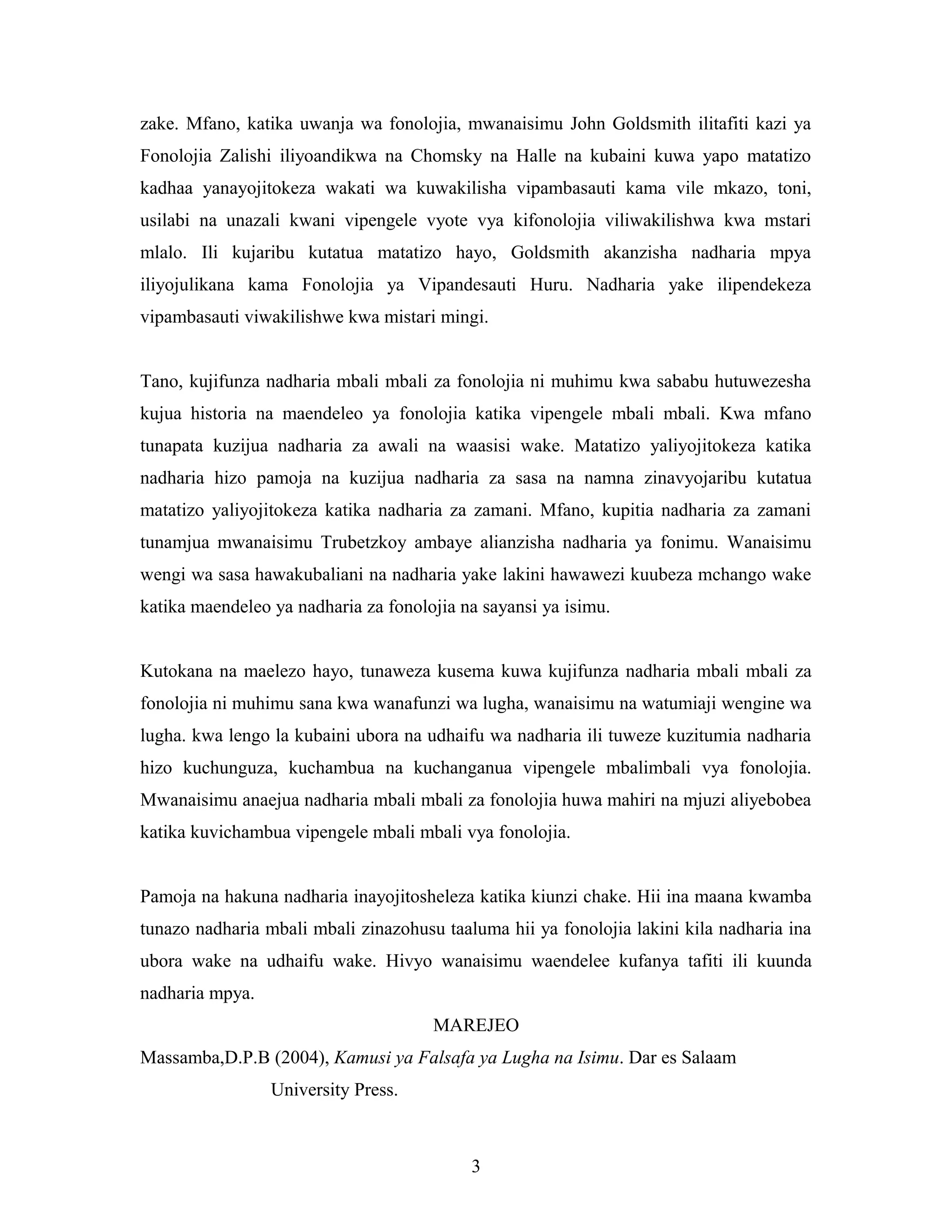 Umuhimu wa kujifunza nadharia za fonolojia | DOC