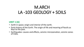 UN - 1 LA -103 GEOLOGY + SOILS Earth space origin and interior of the ...